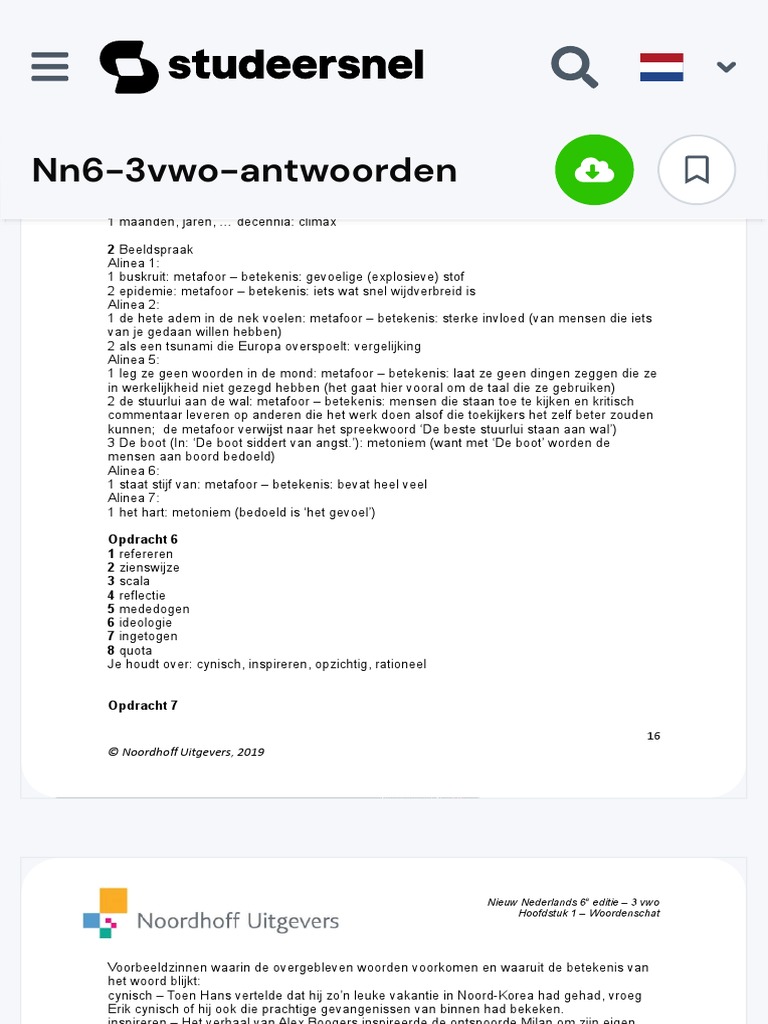 Nn6-3vwo-Antwoorden - Nieuw Nederlands 6 e Editie Antwoorden Leerboek 1 3 Vwo + Hoofdstuk ...
