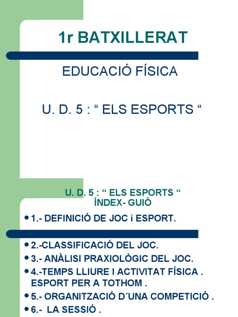 Ud 5 Els Esports 1r Batx | PDF