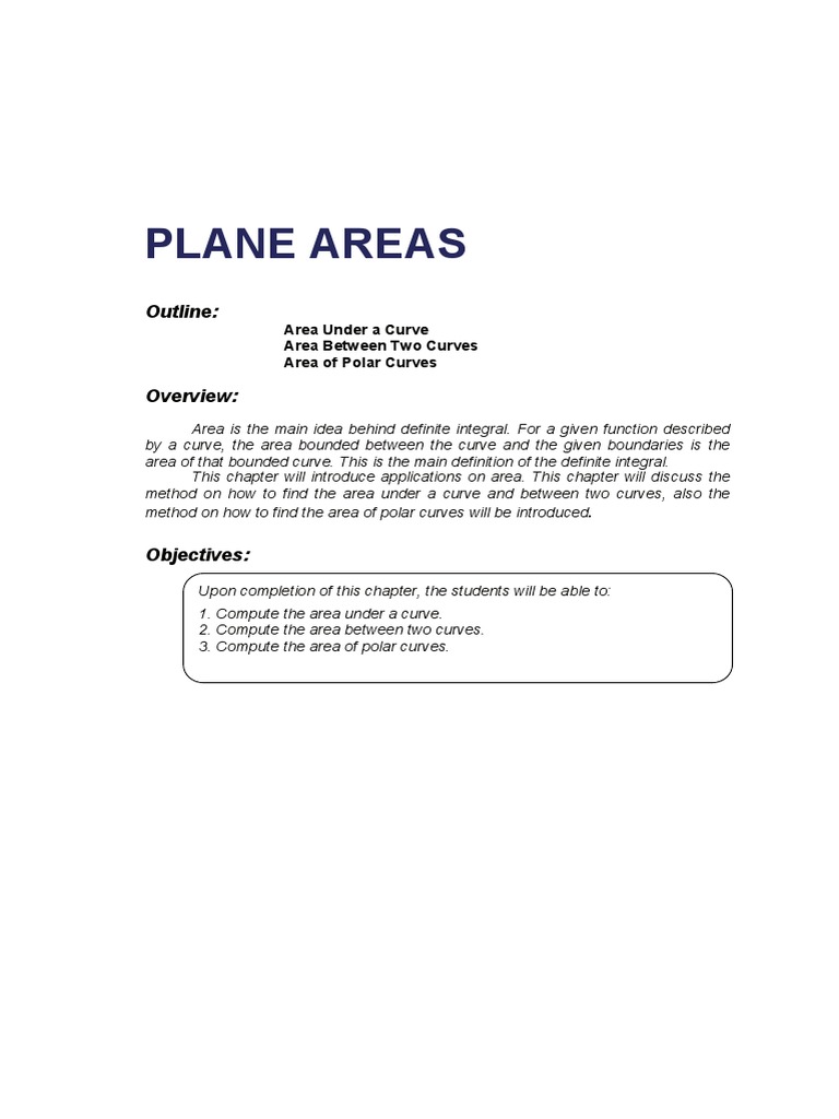 Plane Areas Pdf Area Integral