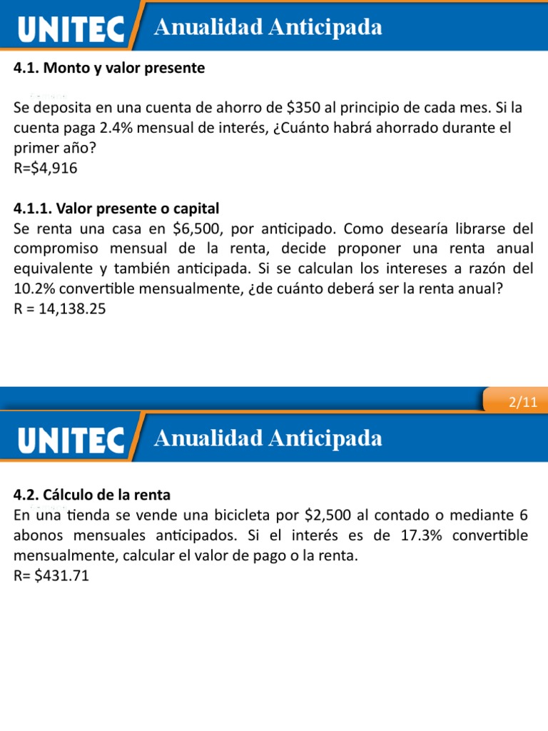 Anualidad Anticipada-Ejercicios | PDF | Negocios | Finanzas y dinero