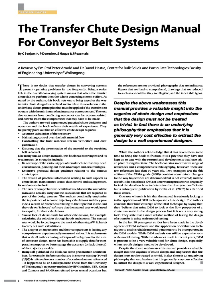 The Transfer Chute Design Manual The Transfer Chute Design Manual For ...