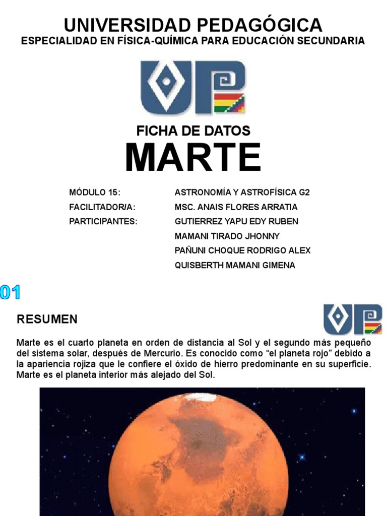 Marte - Ficha de Datos - Grupo 3 - Semana 3 | PDF | Marte | Planetas terrestres