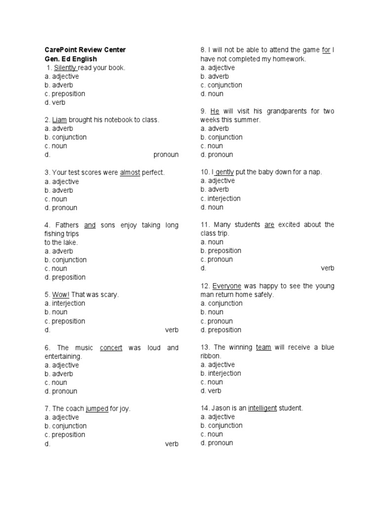Gen - Ed Eng Practice Test - Final | PDF | Adverb | Verb