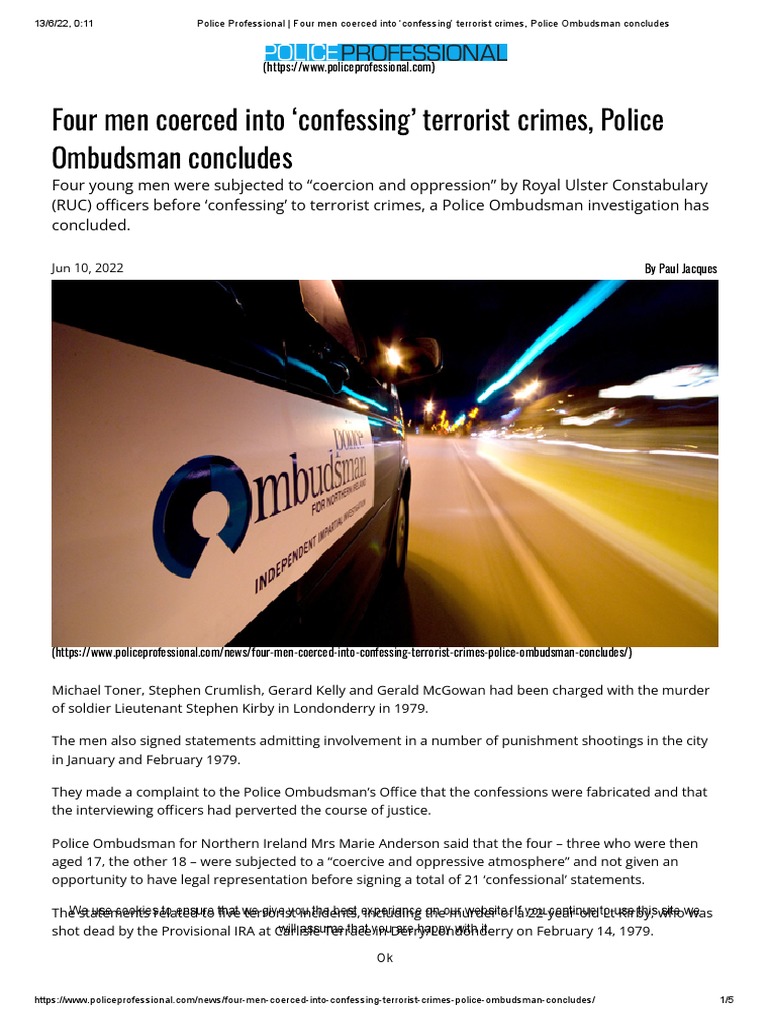 Police Professional - Four Men Coerced Into Confessing' Terrorist ...