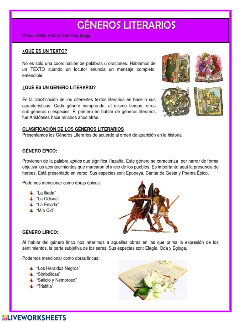Clasificación de Géneros Literarios | PDF | Poesía épica | Narración