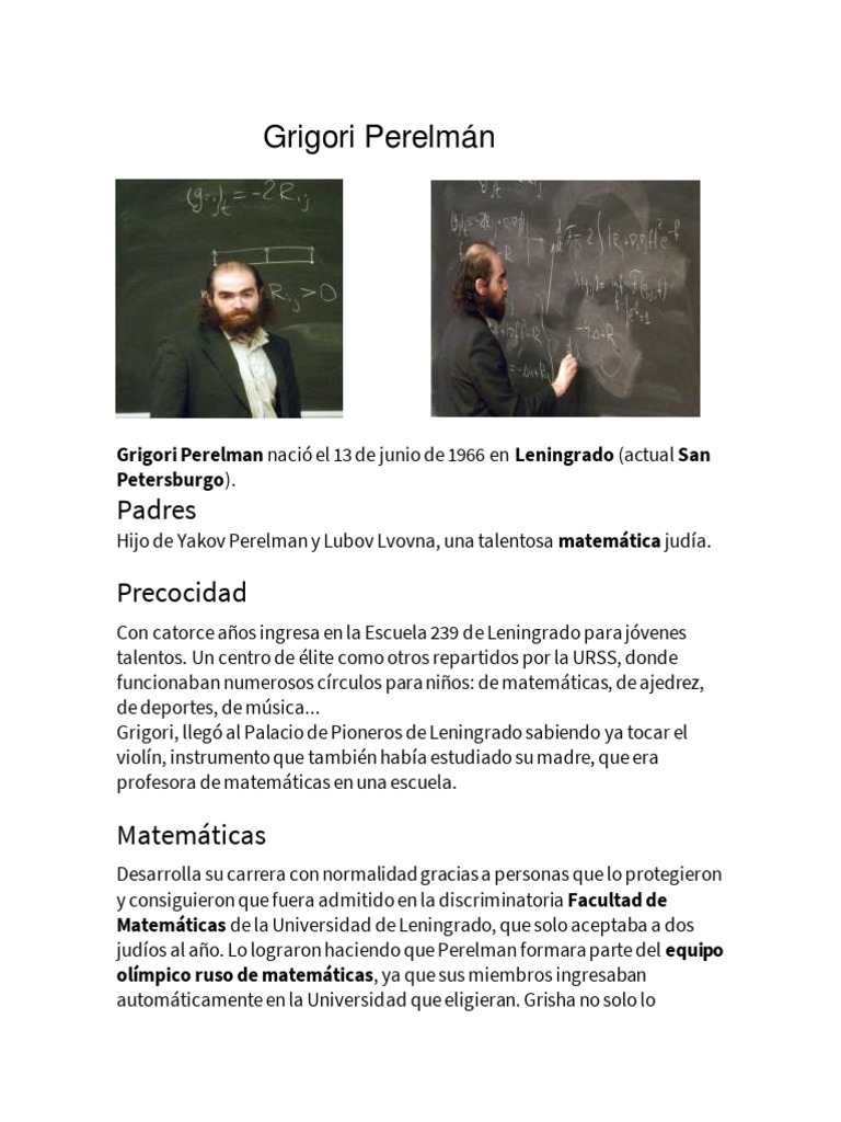 Grigori Perelmán | PDF | Matemáticas | Geometría