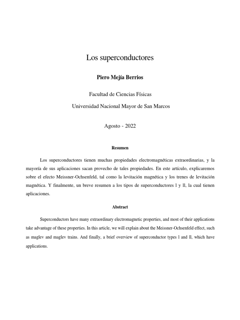 Superconductores | PDF | Superconductividad | Campo magnético