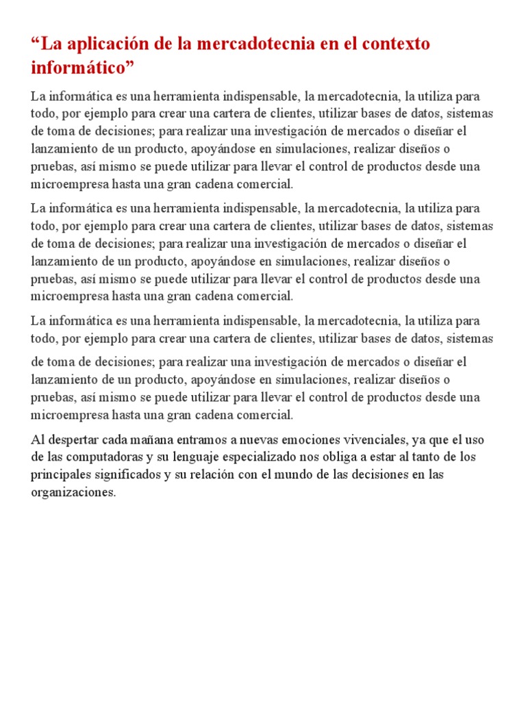 La Aplicación de La Mercadotecnia en El Contexto Informático | PDF