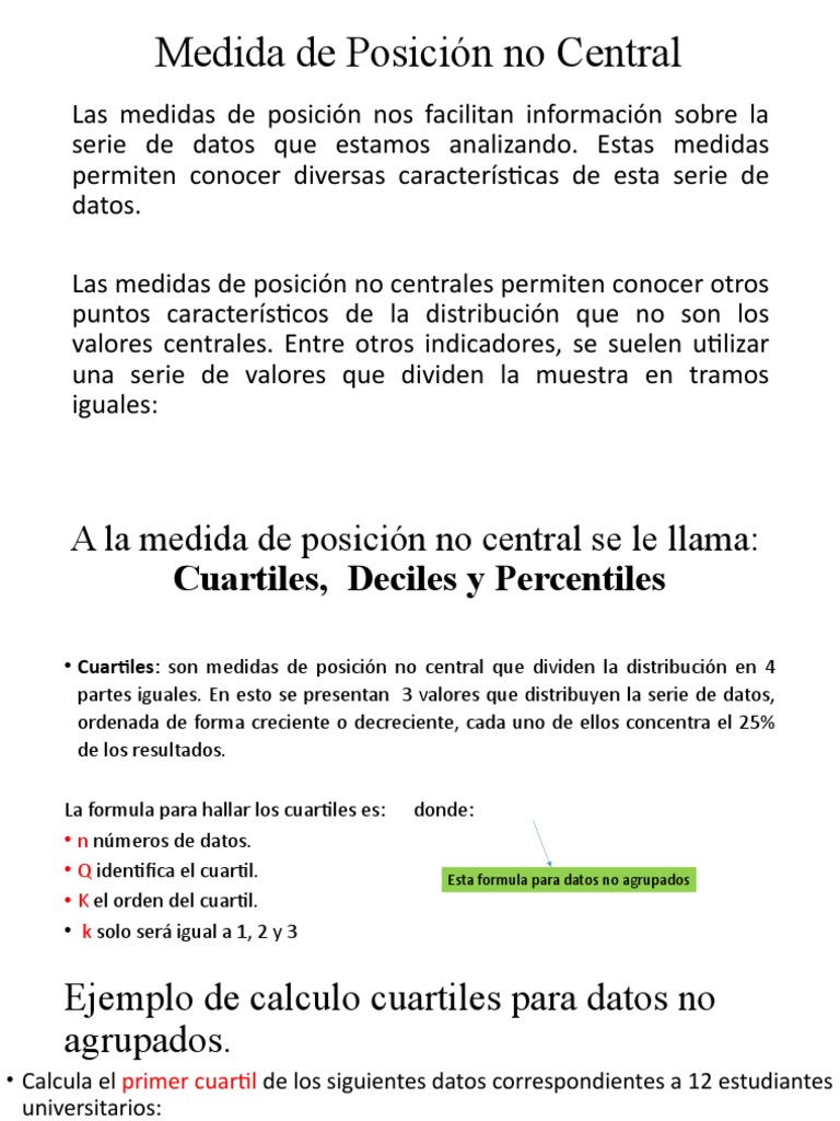 Medidas de Posición No Central | PDF | Cuantil | Muestreo (Estadísticas)