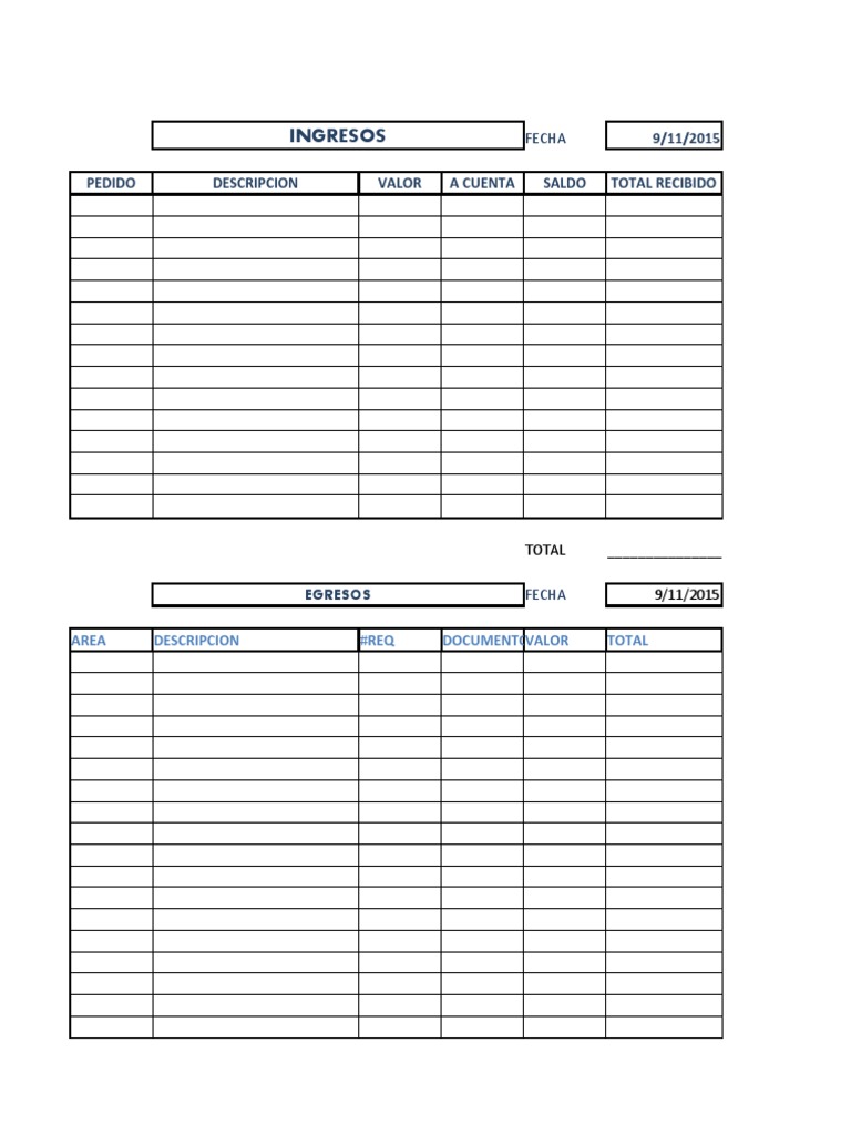 Formato de Ingresos y Egresos | PDF