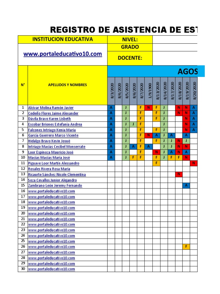 REGISTRO DE ASISTENCIA AUTOMATIZADO-portaleducativo10 | PDF
