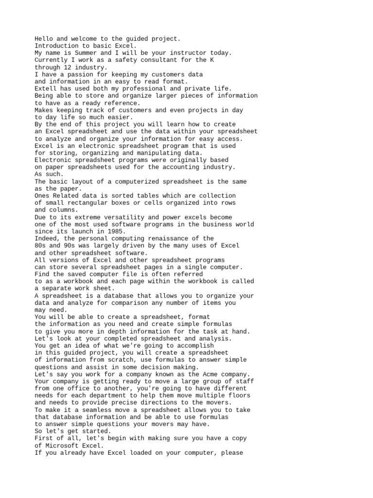 Microsoft Office365 Excel Program and View The Basics of Excel ...