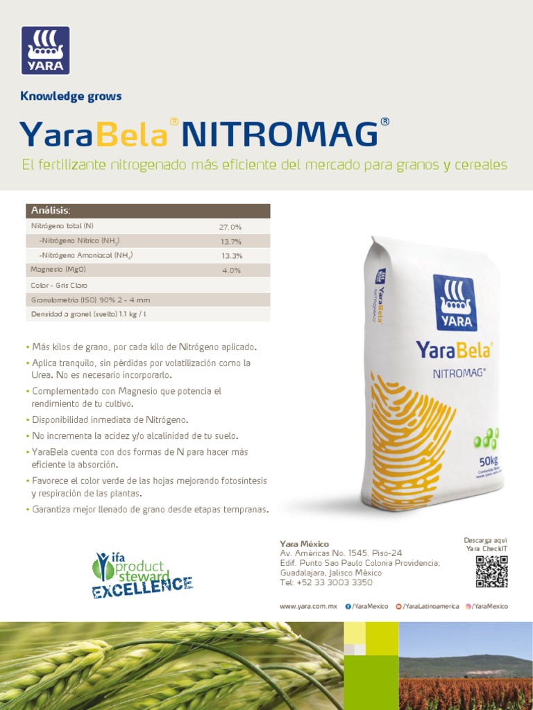 YaraBela NITROMAG-Ficha Tecnica-21x28-Mex | PDF | Nitrógeno | Urea