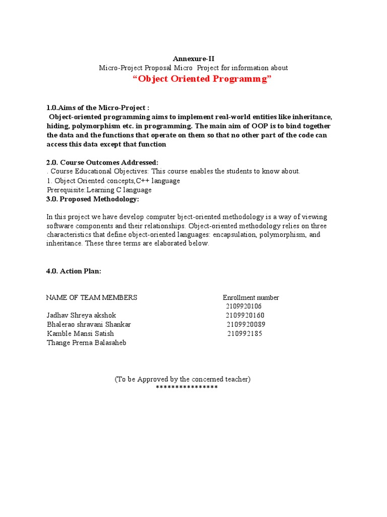 Oop Microproject Pdf Object Oriented Programming Method Computer Programming 