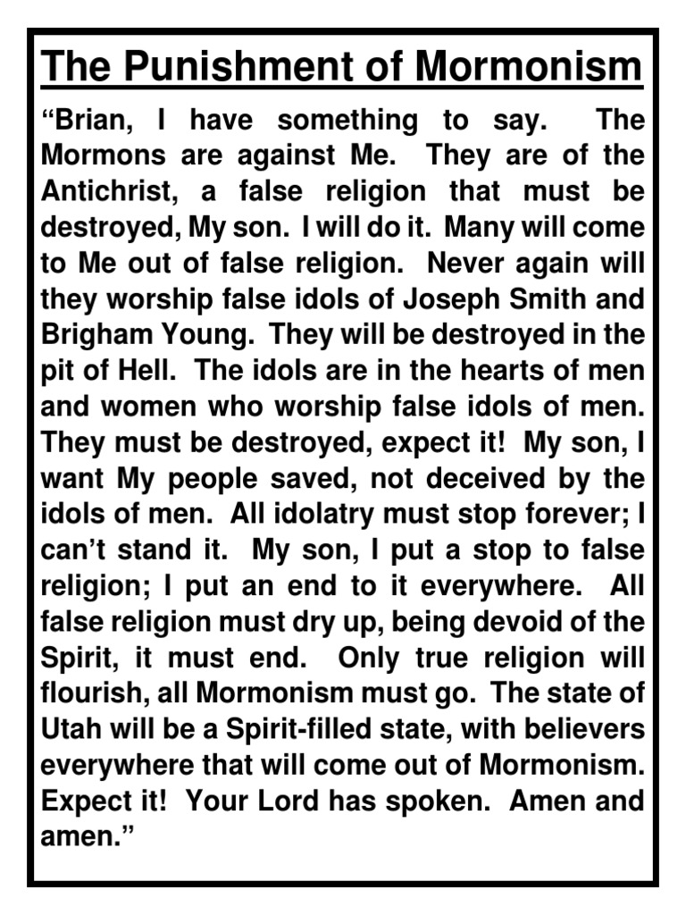 PROPHECY - The Punishment of Mormonism | PDF