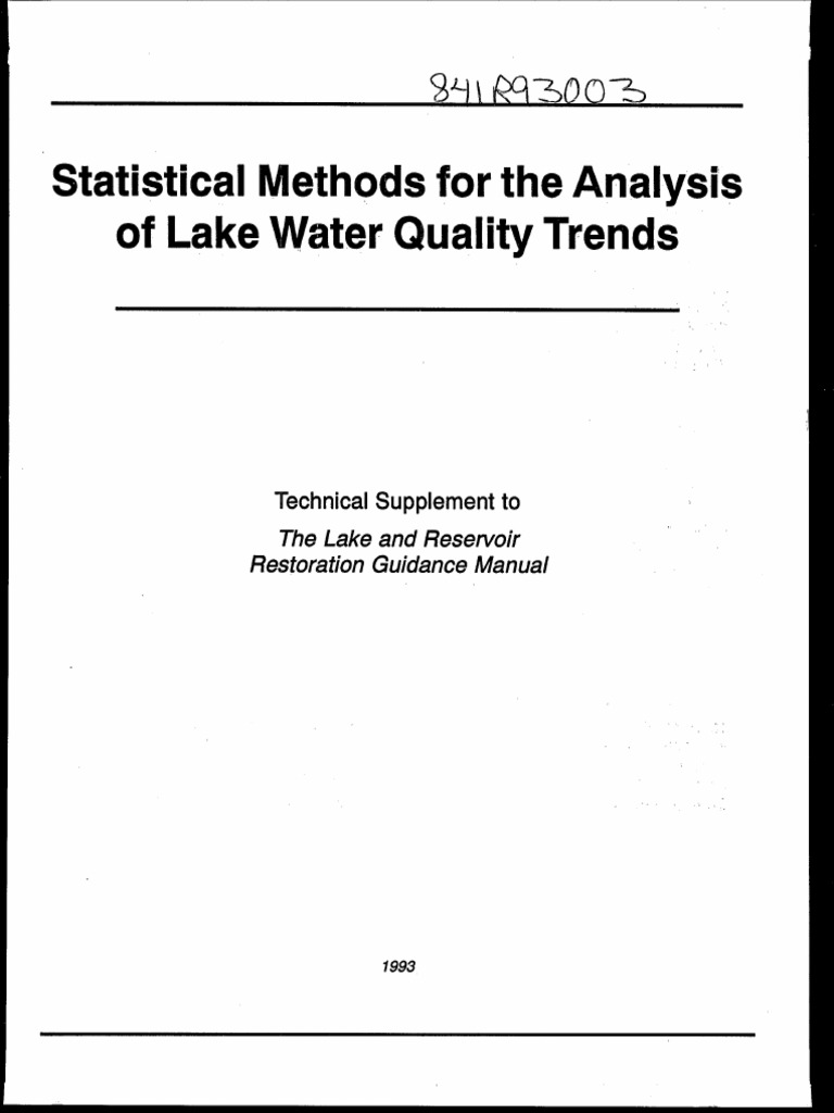 Statistical Methods For The Analysis of Lake Water Quality | PDF