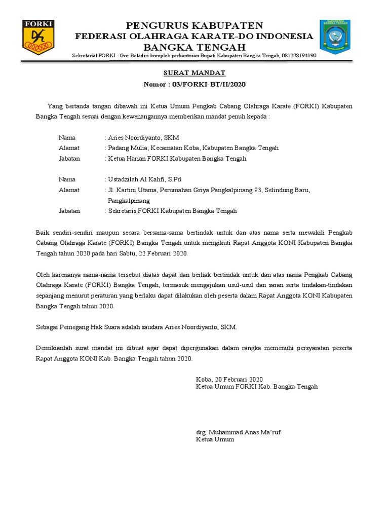 Contoh Surat Mandat | PDF