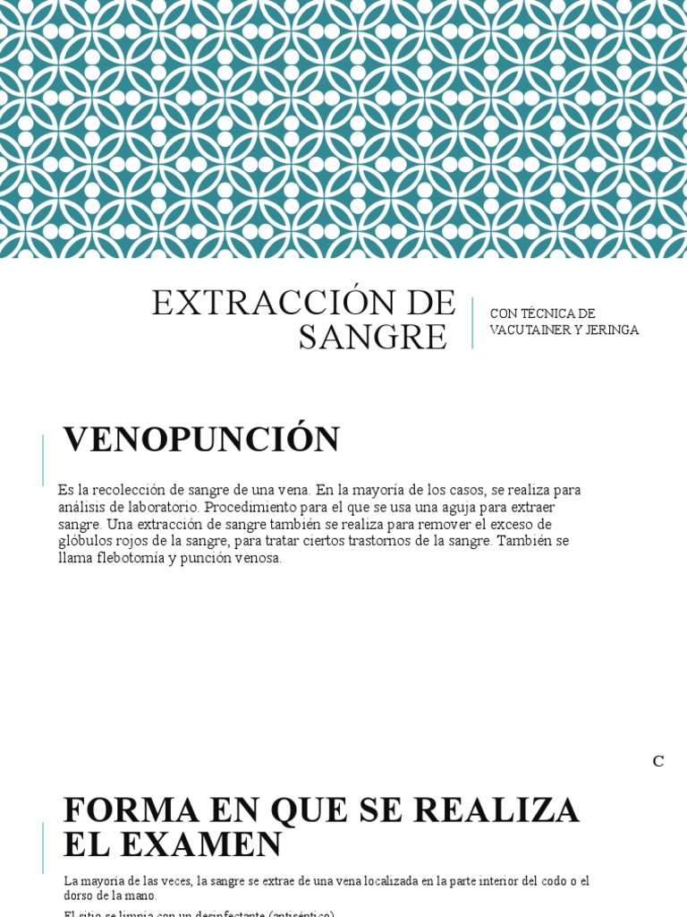 Técnicas de extracción de sangre mediante venopunción con jeringa y ...
