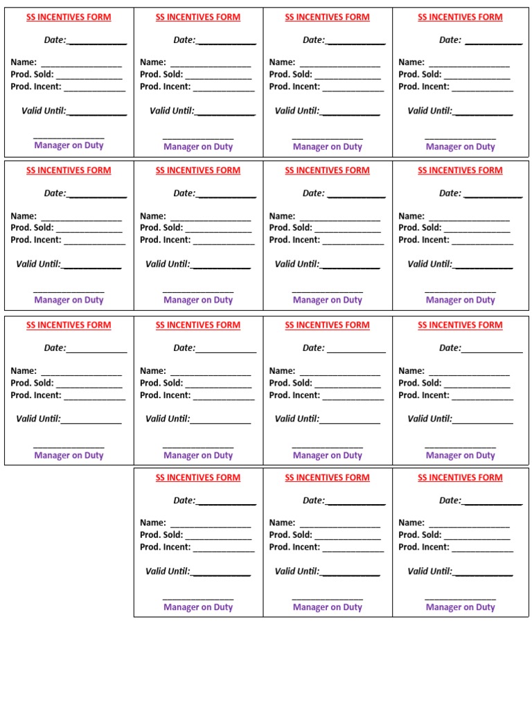Incentive Form | PDF