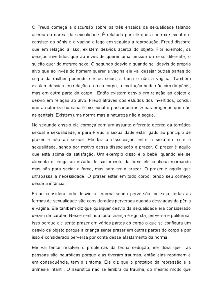 Resumo Dos Três Ensaios Sobre A Sexualidade. Psicanálise | PDF ...