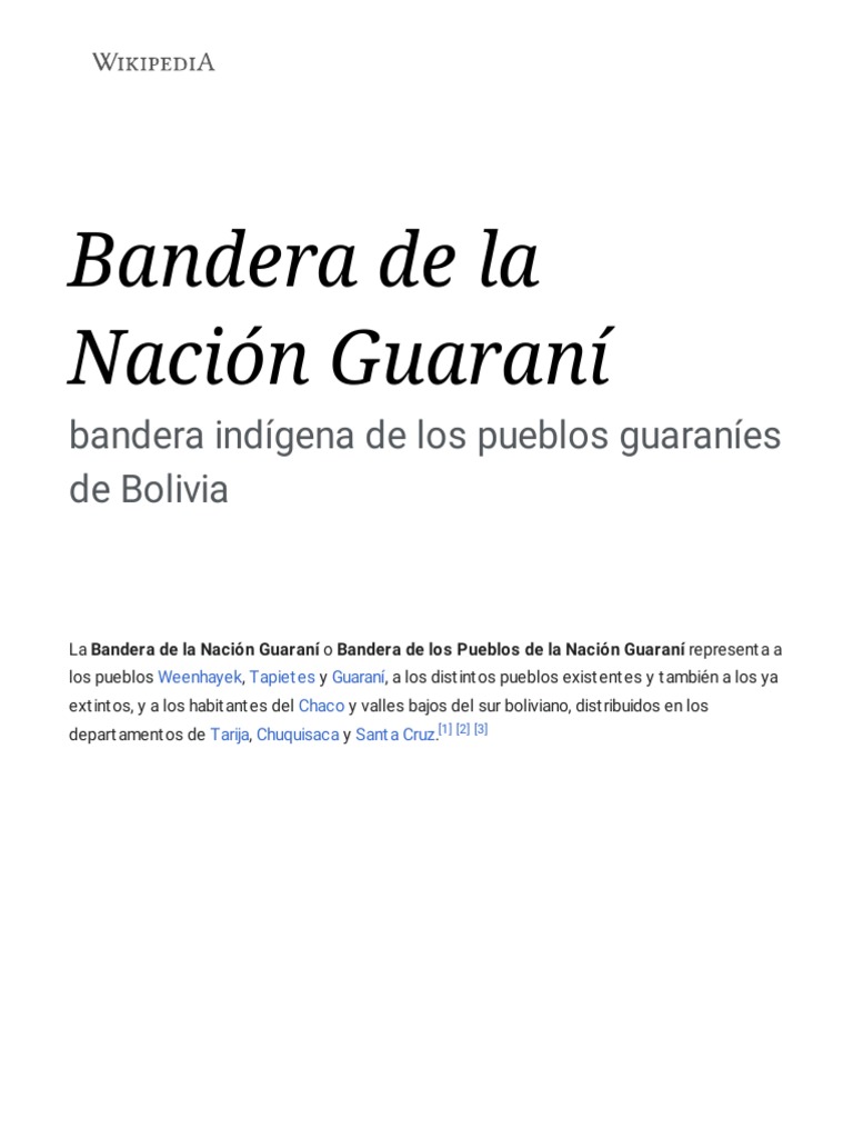 Bandera de La Nación Guaraní - Wikipedia, La Enciclopedia Libre | PDF ...