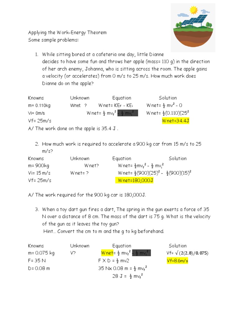 Applying The Work-Energy Theorem | PDF | Quantity | Applied And ...