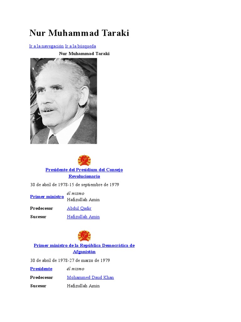 Nur Muhammad Taraki | PDF | Partido Democrático Popular de Afganistán ...