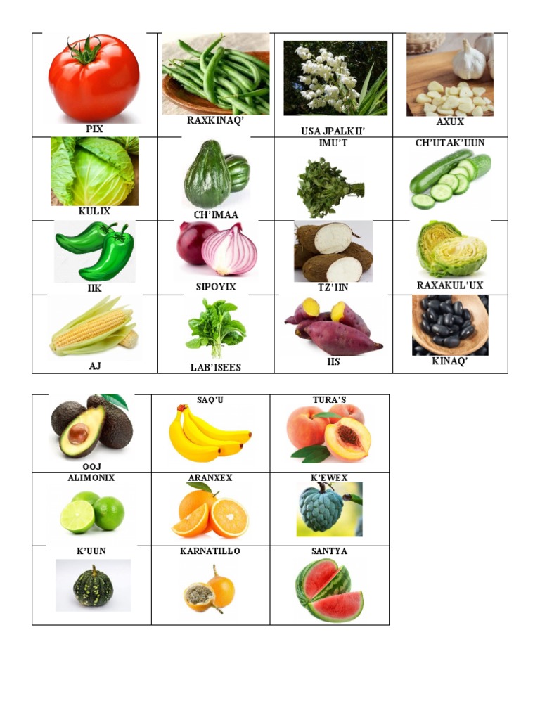 Frutas y Verduras en Achí | PDF