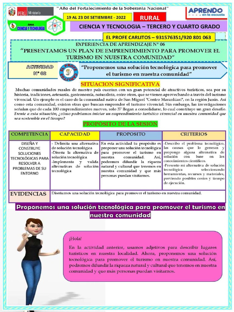 Experiencia de Aprendizaje #06 - Actividad #02 - 3ero y 4to - Ciencia y Tecnologia - Rural ...