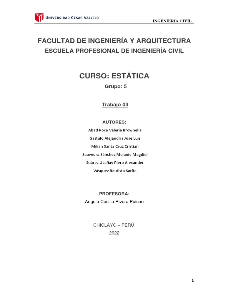 Estática - Trabajo de Laboratorio 03 | PDF