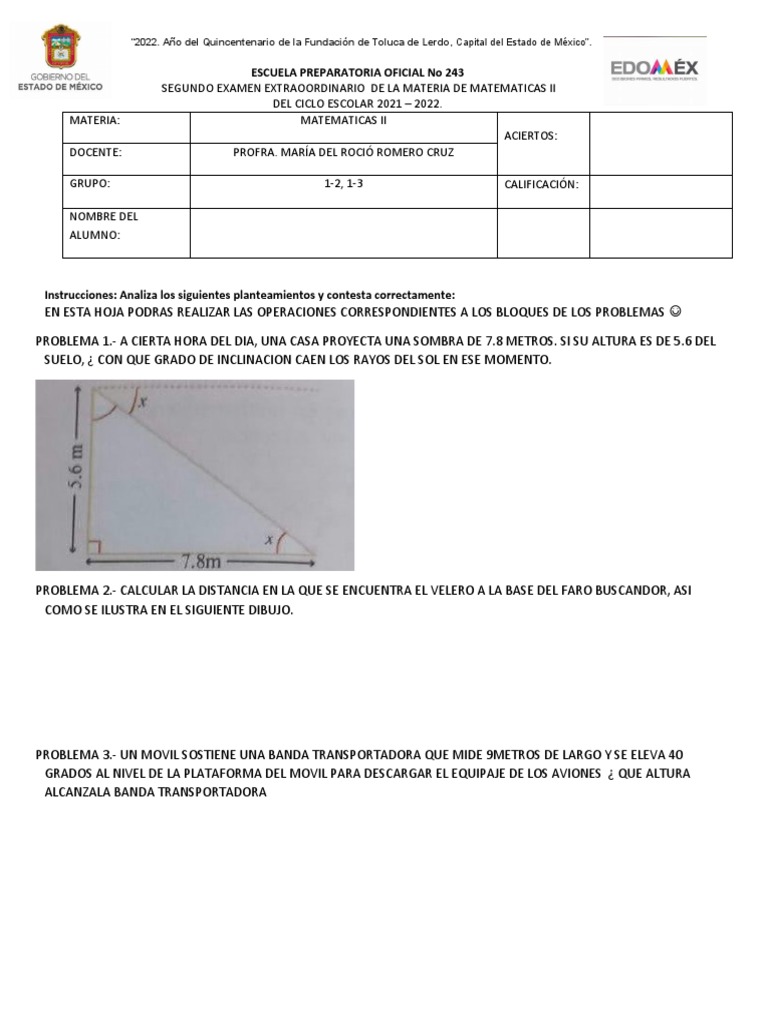 Segundo Examen Extra Mate 2 2022 | PDF | Euclides | Geometria clasica