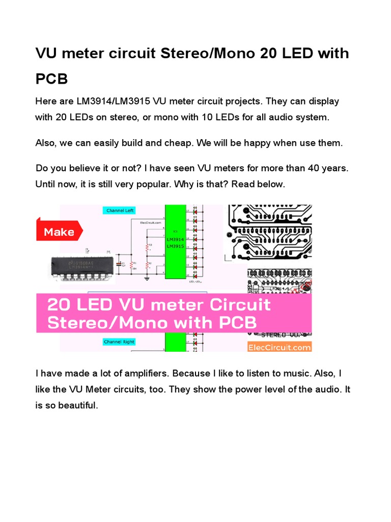 20 LED VU Meter Circuit with PCB Layout | PDF | Electronic Circuits ...
