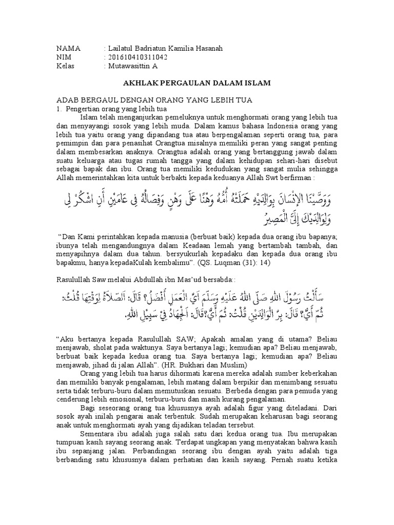 Adab Bergaul dengan Orang Tua dalam Islam | PDF