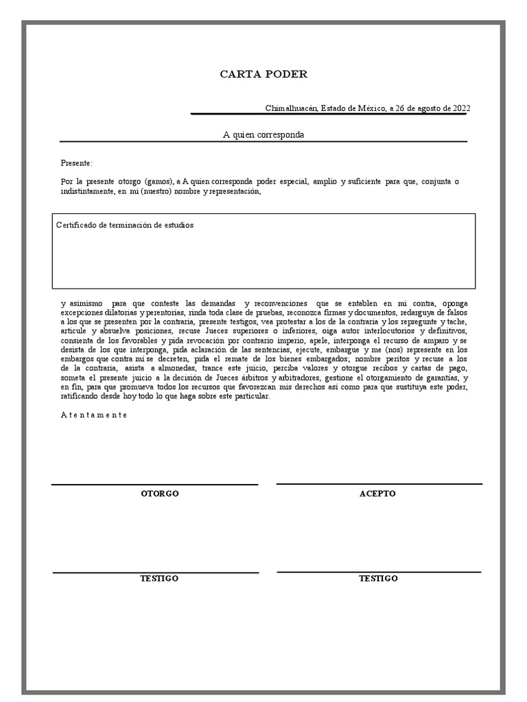 Carta Poder Simple.docx | PDF