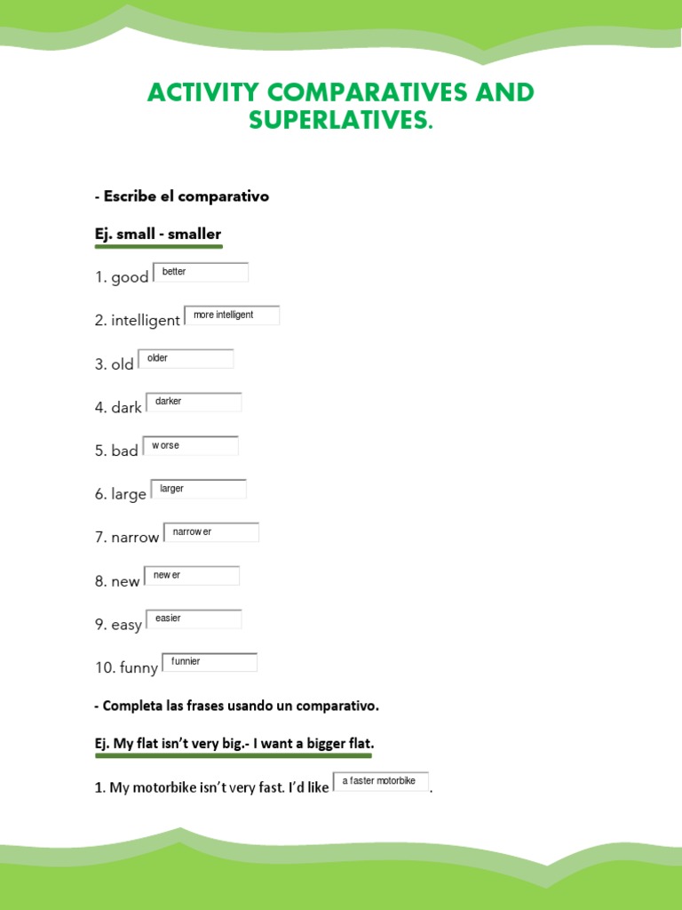Activity Comparatives and Superlatives | PDF