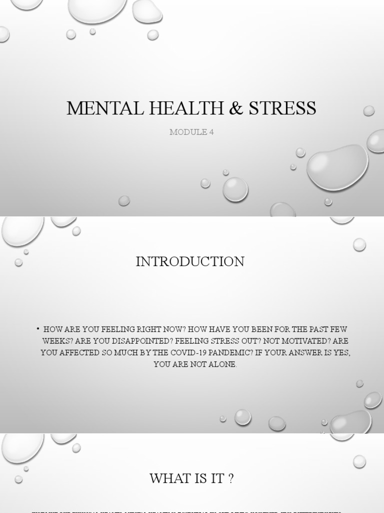 Mental Health Stress Mod 4 | PDF | Mental Disorder | Anxiety Disorder