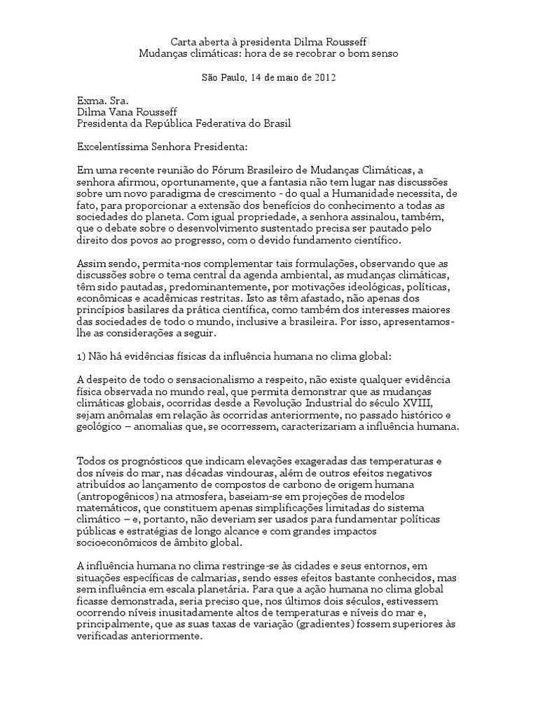 Carta sobre Mudanças Climáticas e Ciência | PDF | Aquecimento global e ...