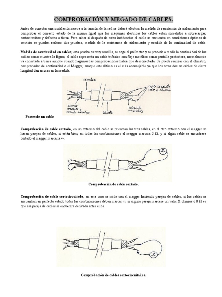Comprobación y Megado de Cables | PDF | Resistencia Eléctrica y Conductancia | Aislador ...