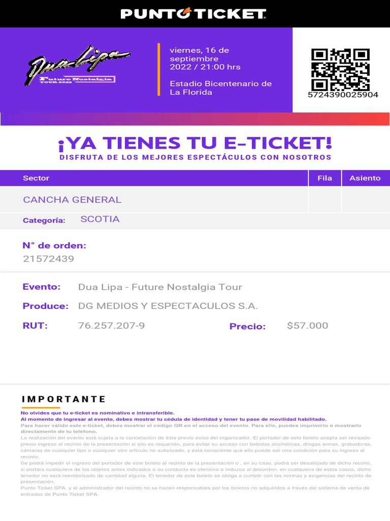 Ticket Dua Lipa 2 | PDF