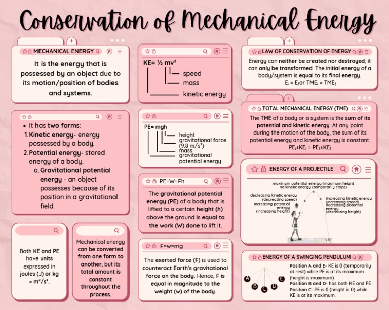 Conservation of Mechanical Energy Explained | PDF | Potential Energy ...