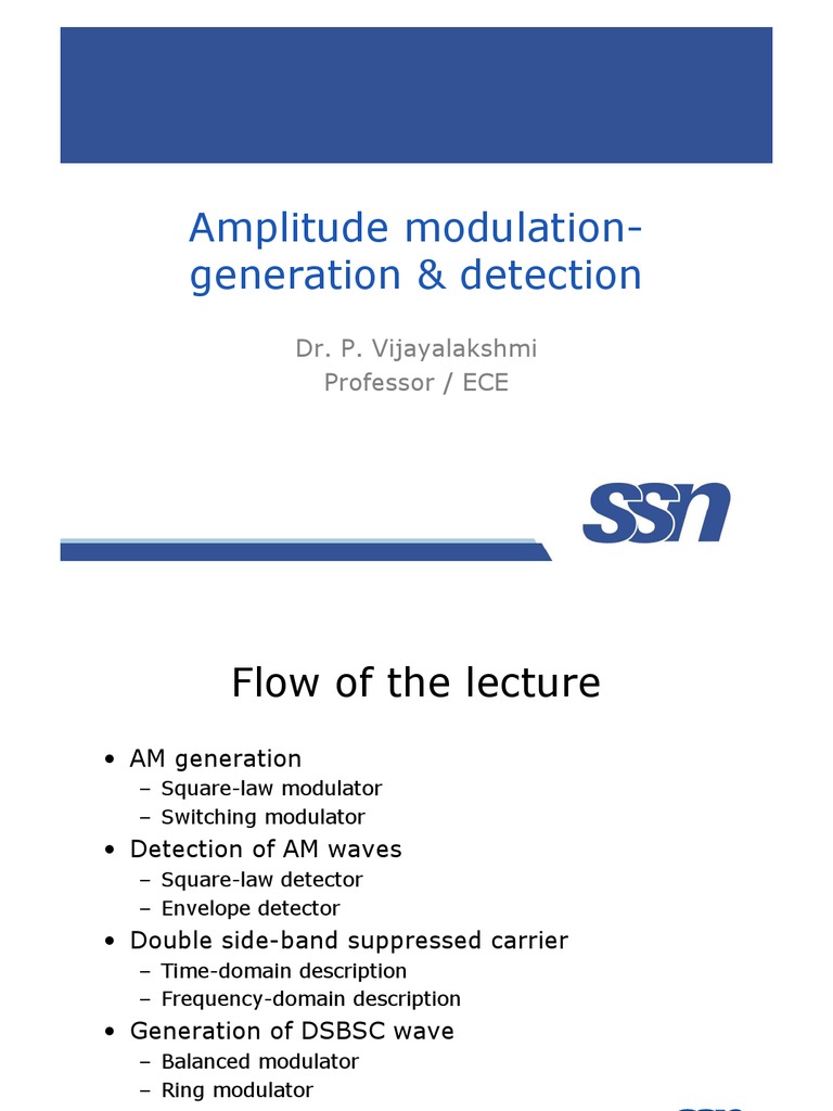 AM Generation and Detection Techniques | PDF | Detector (Radio ...