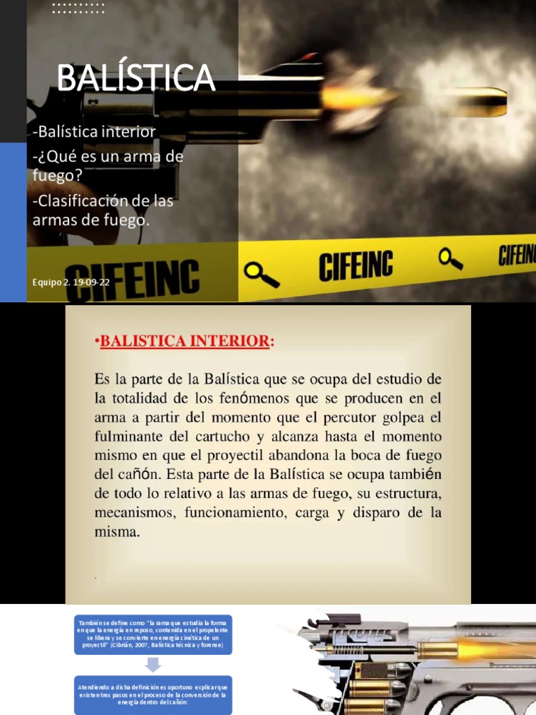 Balistica. Armad de Fuego | PDF | Cartucho (armas de fuego) | Proyectiles