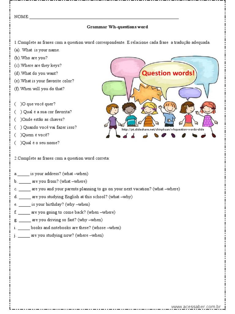 Wh-Questions - Exercise | PDF