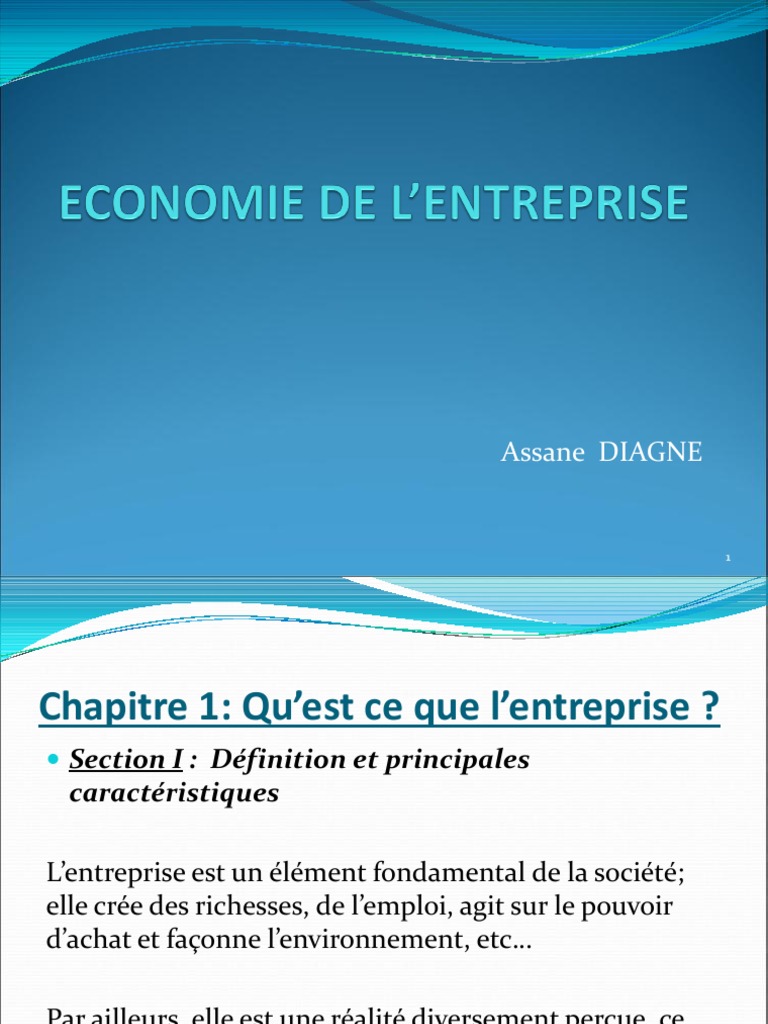 Définition et caractéristiques de l'entreprise | PDF | Business ...