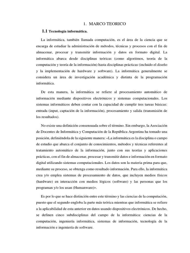 Marco Teorico | PDF | Ciencias de la Computación | Informática
