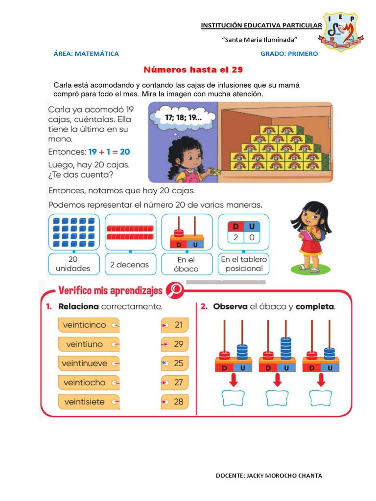 Matemática - Semana 2-Primer Grado | PDF