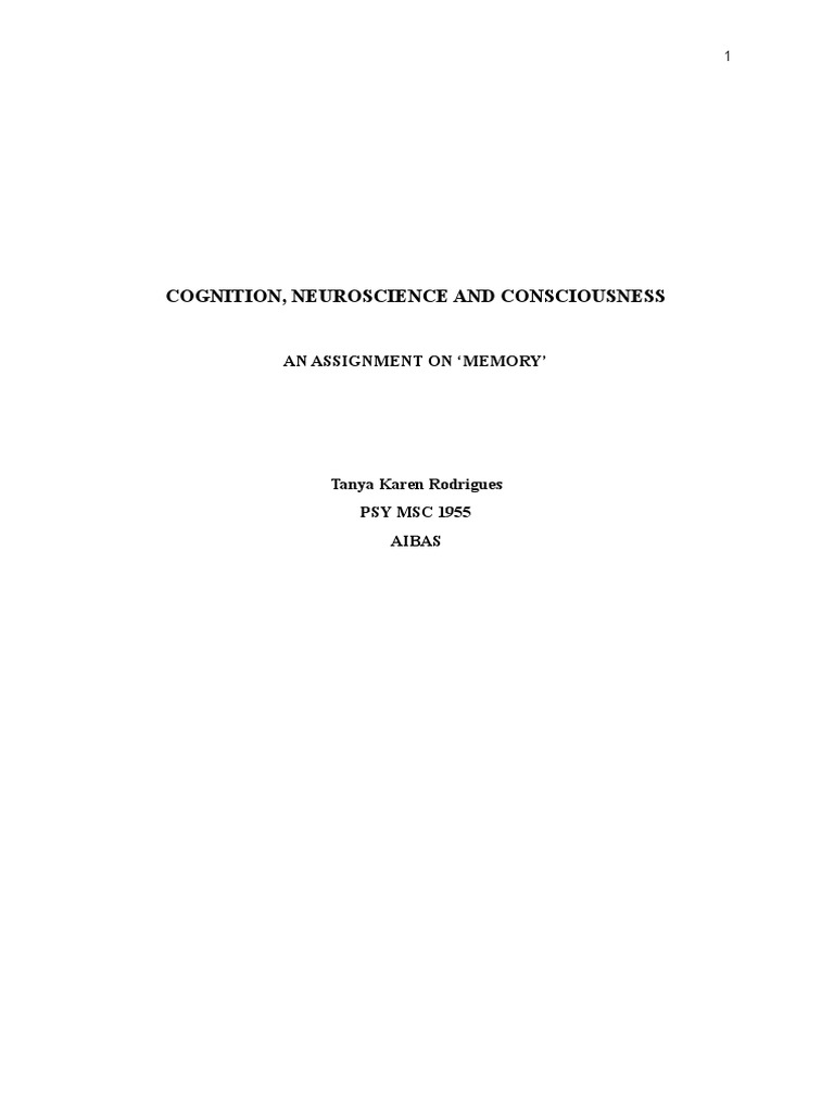 An Assignment On Memory Pdf Memory Recall Memory 6330