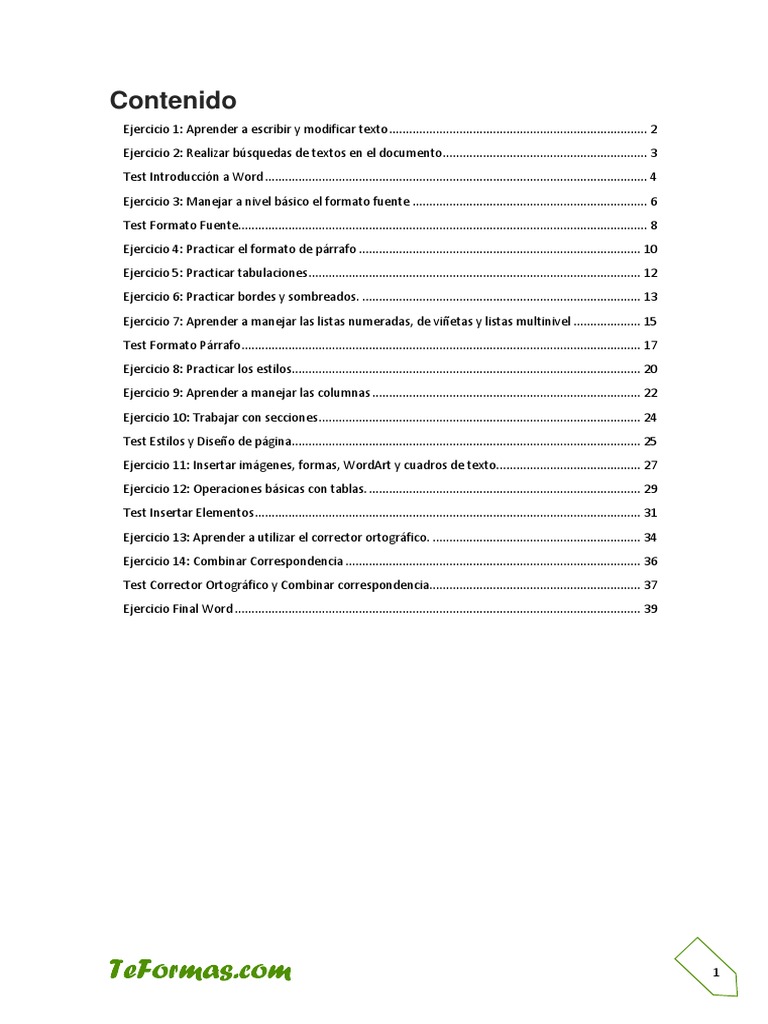Ejercicios Curso de Word Con Ejercicios Practicos 2 | PDF | Informática ...