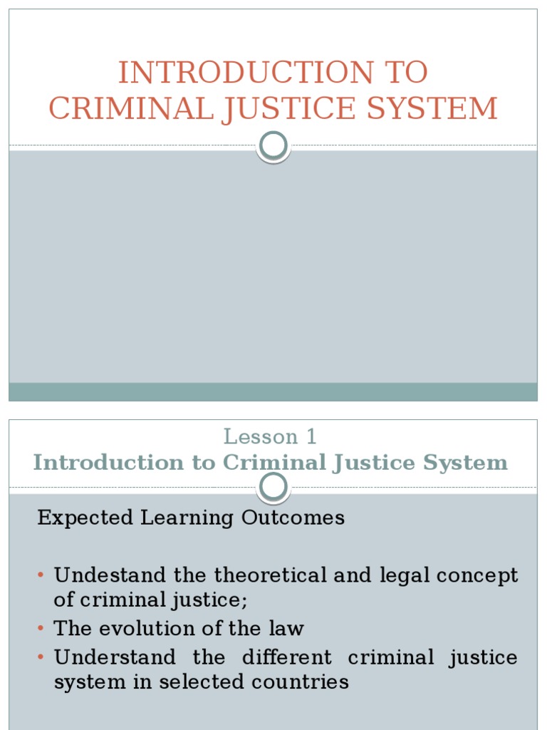 Lesson 1 - Introduction To Criminal Justice System | PDF | Crimes ...