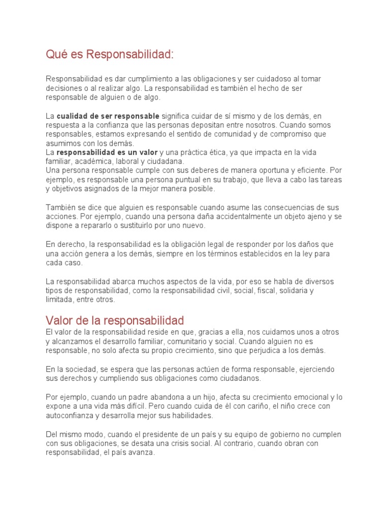 Qué Es Responsabilidad | PDF | Responsabilidad social corporativa ...